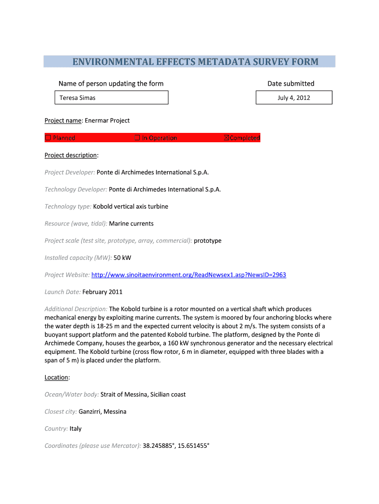 Fillable Online Project name Enermar Project Fax Email Print - pdfFiller