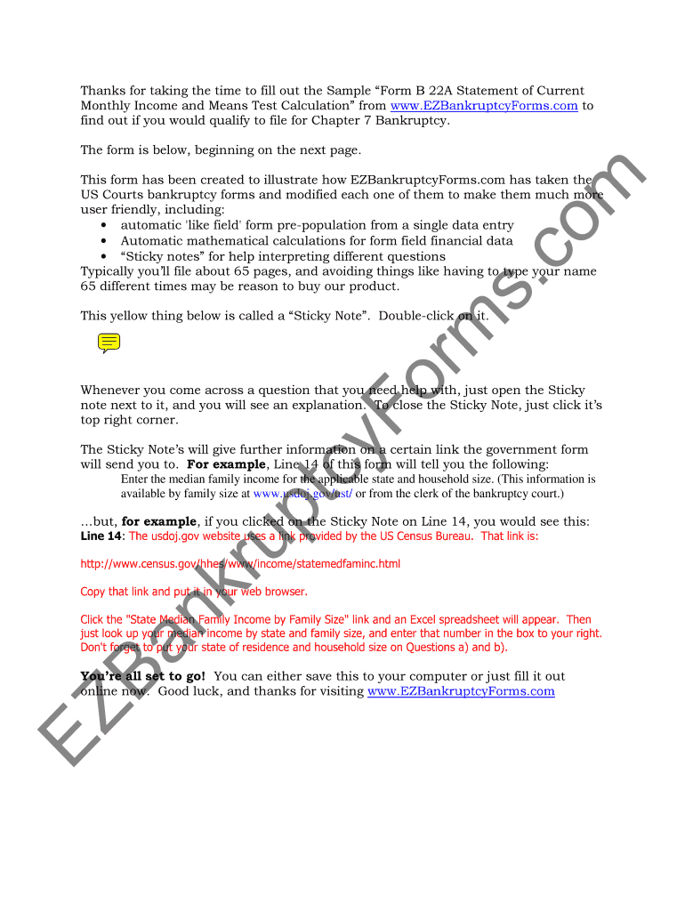 Fillable Online Free Means Test from EZBankruptcyFormscom Fax Email ...