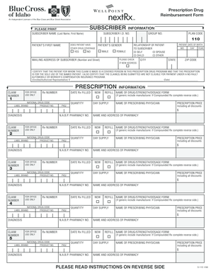 Fillable Online Prescription Drug Form - InstantBenefits.net Fax Email ...