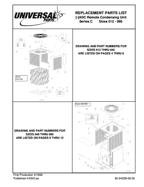 Fillable Online - ADC Remote Condensing Unit, Series C, Sizes 012-060 ...