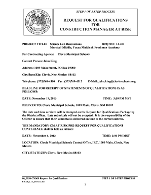 Fillable Online Request for proposal for construction manager at risk ...