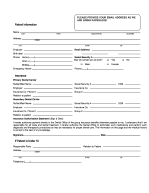 Fillable Online Patient Information Insurance If Patient is Under 18 Fax Email Print - pdfFiller