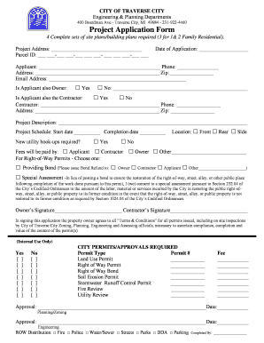 Fillable Online traversecitymi Project Application Form - City of ...