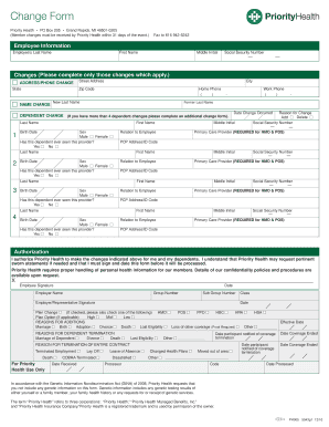 Fillable Online traversecitymi Priority Health Change Form - City of ...
