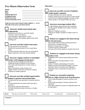 Fillable Online wovsed Five-Minute Observation Form - wovsed Fax Email ...