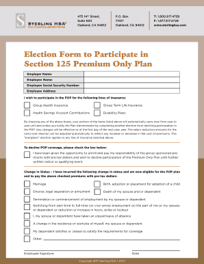 Fillable Online Section 125 Premium Only Plan Fax Email Print - pdfFiller