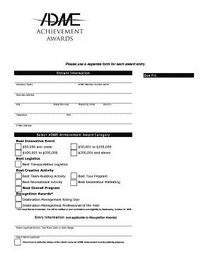 Fillable Online adme Official Entry Form - ADME - Association of ...
