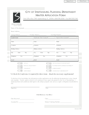 Fillable Online cityofspartanburg Master Application - City of Spartanburg Fax Email Print ...