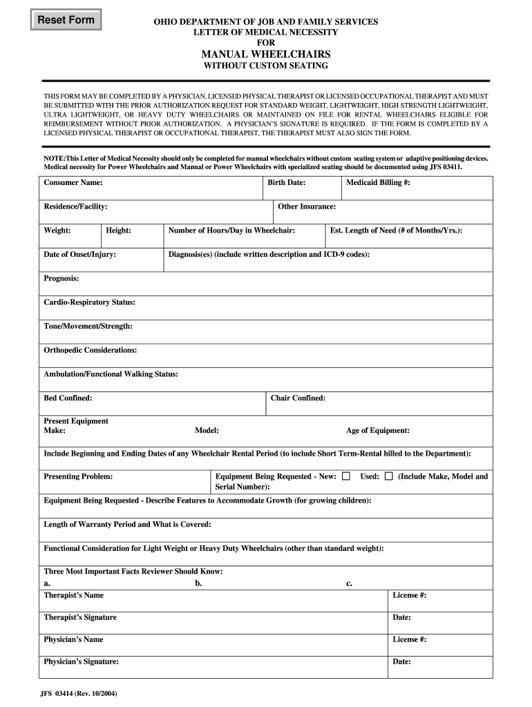 Fillable Online MANUAL WHEELCHAIRS Reset Form - Care Medical Fax Email ...