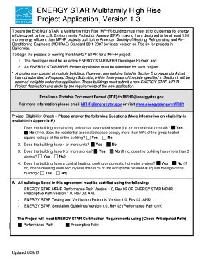 Fillable Online energystar ENERGY STAR Multifamily High Rise Project ...