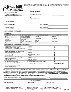 Fillable Online HEATING , VENTILATING & AIR CONDITIONING PERMIT Fax ...