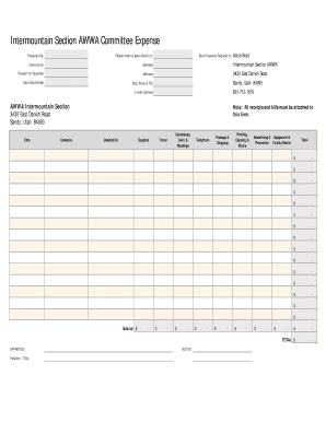 Fillable Online ims-awwa Committee Expense Request Form - Intermountain ...