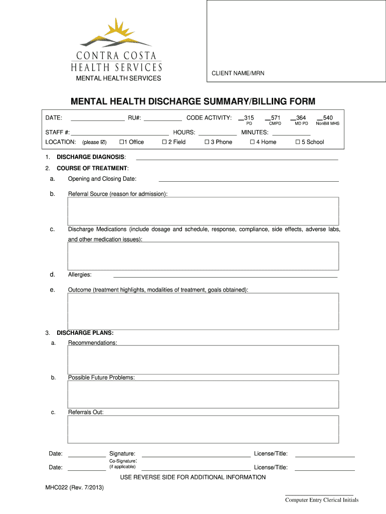 Printable Discharge Planning Worksheet