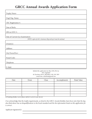 Fillable Online GRCC Annual Awards Application Form Fax Email Print - pdfFiller