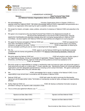 Fillable Online Download the National VOAD State Membership Agreement ...