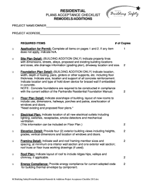 Fillable Online PLANS ACCEPTANCE CHECKLIST Fax Email Print - pdfFiller