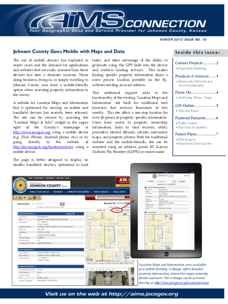 Fillable Online aims jocogov Johnson County Goes Mobile with Maps and ...