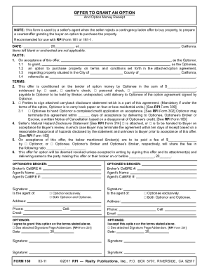 Fillable Online www.pdfrun.comformoffer-to-grant-an-option-andFillable ...