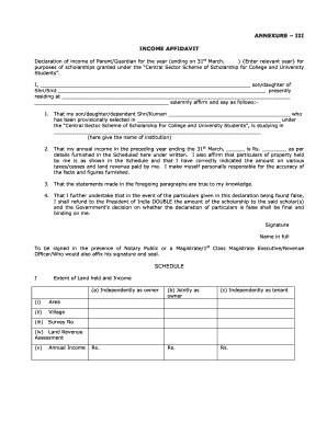 Fillable Online ANNEXURE III INCOME AFFIDAVIT SCHEDULE Fax Email Print - pdfFiller