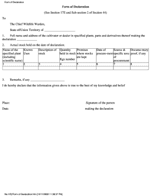 Fillable Online forest puducherry gov Form of Declaration - forest ...