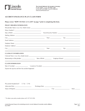 Fillable Online Accident insurAnce plAn clAim form Fax Email Print ...