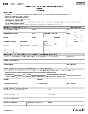 Fillable Online APPLICATION AIR TRAFFIC CONTROLLER LICENCE RATING ...