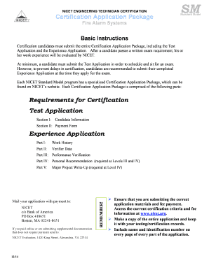 Fillable Online nicet Certification Application Package Requirements for ... - Nicet - nicet Fax ...