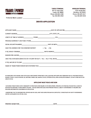 Fillable Online transpowercorp MINIMUM DRIVER QUALIFICATIONS Fax Email ...