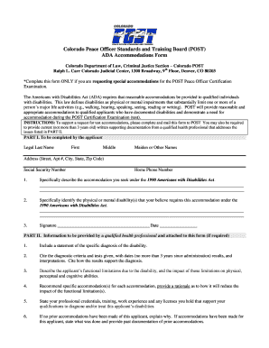Fillable Online coloradoattorneygeneral ADA Accommodations Form ...