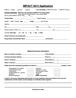 Fillable Online IMPACT 2009 Application Fax Email Print - pdfFiller