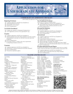 Fillable Online gsw APPLICATION FOR UNDERGRADUATE ADMISSION - Georgia ...