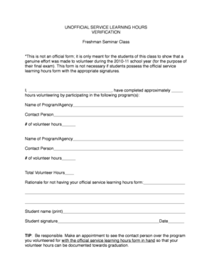 Fillable Online simeonca enschool FS- Unofficial Service Learning Form ...