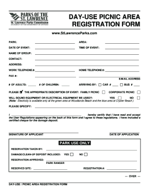 Picnic Registration Form - Fill Online, Printable, Fillable, Blank ...