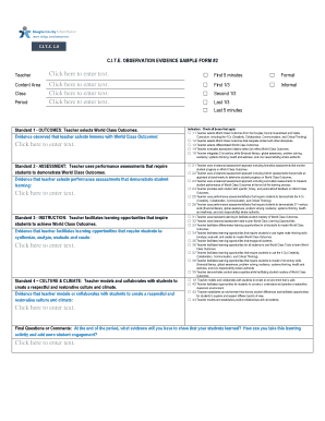 Fillable Online dcsdk12 OBSERVATION EVIDENCE SAMPLE FORM #2 Teacher ...