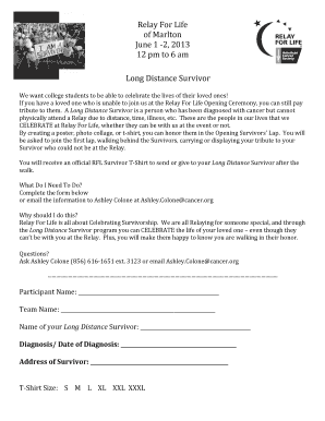Fillable Online relay acsevents rfl registration form marlton Fax Email ...