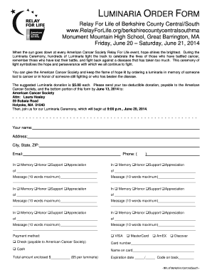 Fillable Online relay acsevents Relay For Life of Berkshire County ...