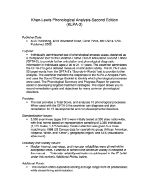 Khan Lewis Phonological Analysis Pdf - Fill Online, Printable, Fillable, Blank | pdfFiller