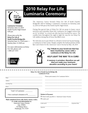 Fillable Online relay acsevents PAWS 2010 luminaria - Relay For Life ...