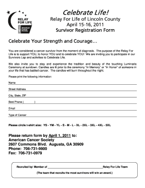 Fillable Online relay acsevents Relay For Life of Lincoln County ...
