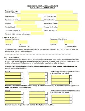 Fillable Online uiltexas RECLASSIFICATION AND REALIGNMENT Fax Email ...
