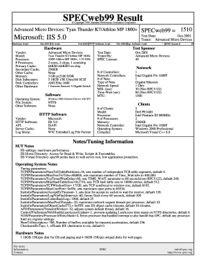 Fillable Online spec Advanced Micro Devices Tyan Thunder K7Athlon MP 1800+ SPECweb99 - spec Fax ...
