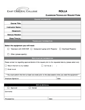 Fillable Online eastcentral Technology Request Form - East Central ...