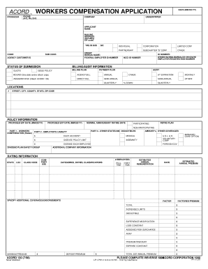 Fillable Online Workers Compensation Application - ionins.net Home Fax ...