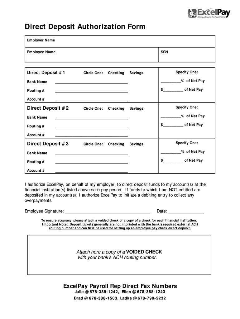 Direct Deposit Form Example Fill Online Printable Fillable Blank 