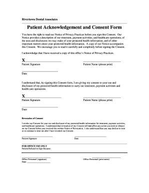 Fillable Online Patient Acknowledgement and Consent Form Fax Email ...