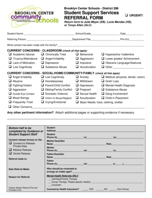 Fillable Online brookcntr k12 mn Support Services Referral Form ...