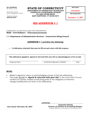 Fillable Online Bid Addendum Number - Center for Digital Government Fax Email Print - pdfFiller