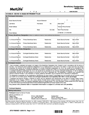 Fillable Online stfrancis k12 mn Beneficiary Designation 403(b) Plan ...