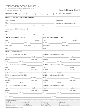 Fillable Online stfrancis k12 mn Family Census Record Fax Email Print ...
