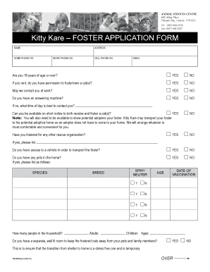 Fillable Online thunderbay Fax: (807) 684-3247 Kitty Kare FOSTER ...
